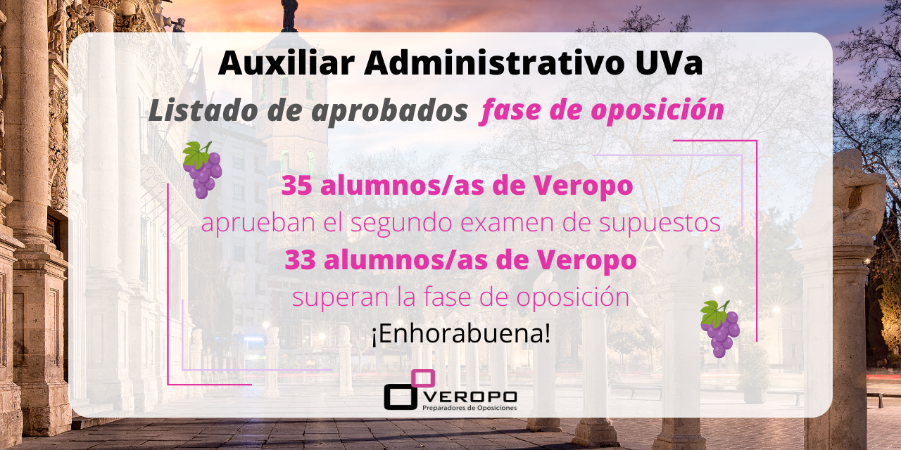 Auxiliar Administrativo UVa: listado de aprobados de la fase de oposición Auxiliar Administrativo UVa: listado de aprobados de la fase de oposición
